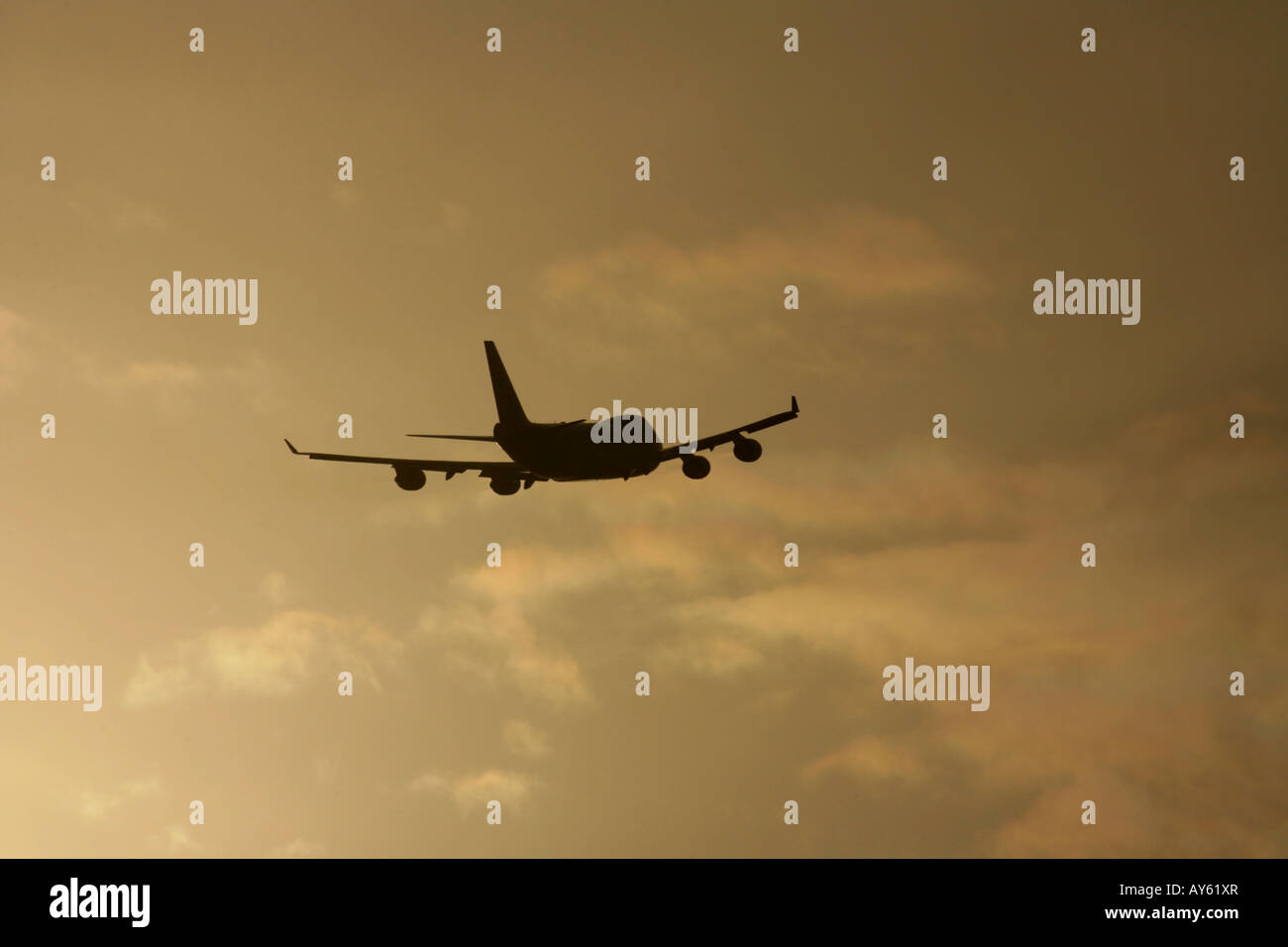 Boeing 747 taking off at sunset Stock Photo - Alamy