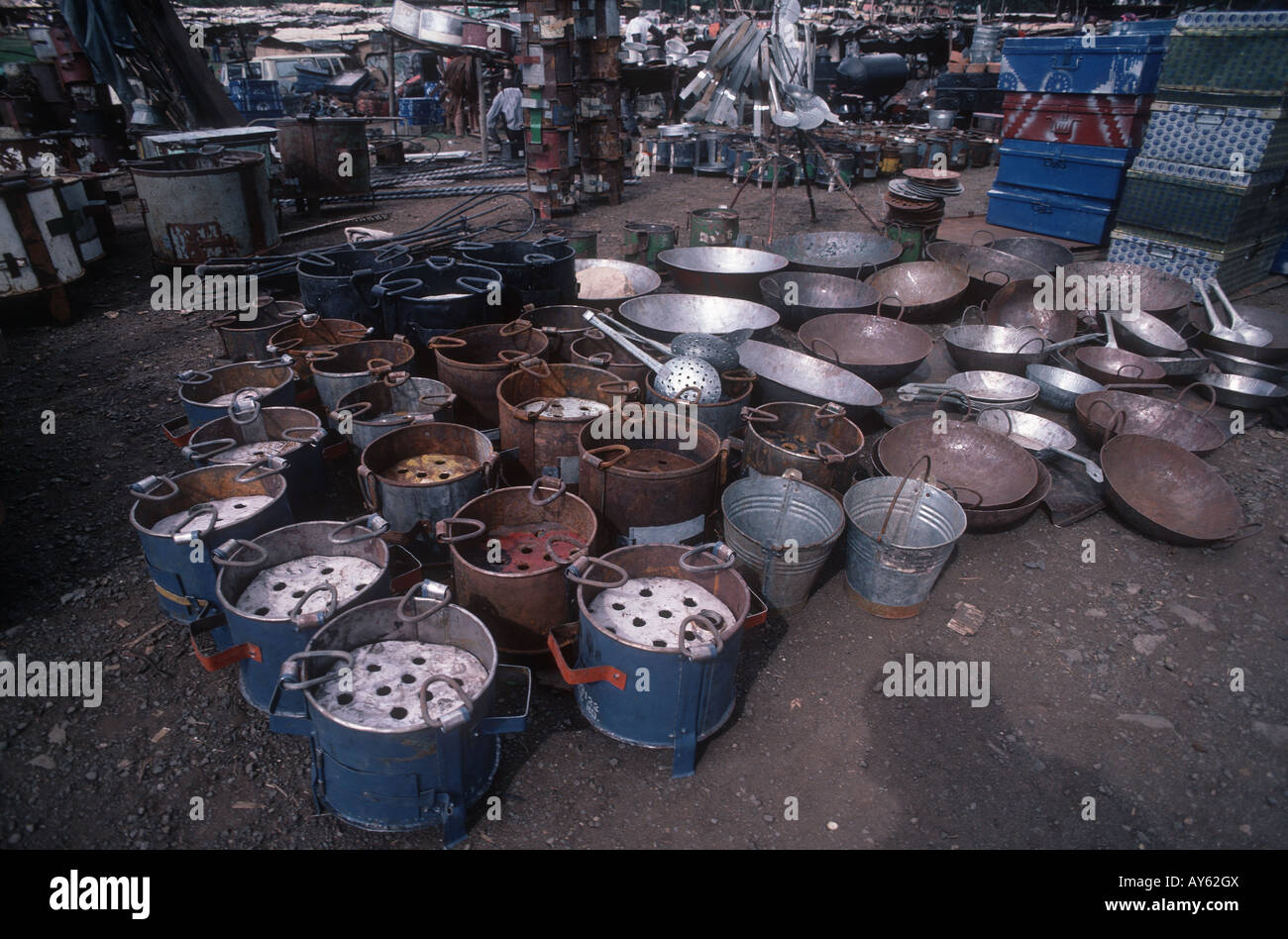 Charcoal cooking stoves in down town market Nairobi Kenya Stock Photo ...