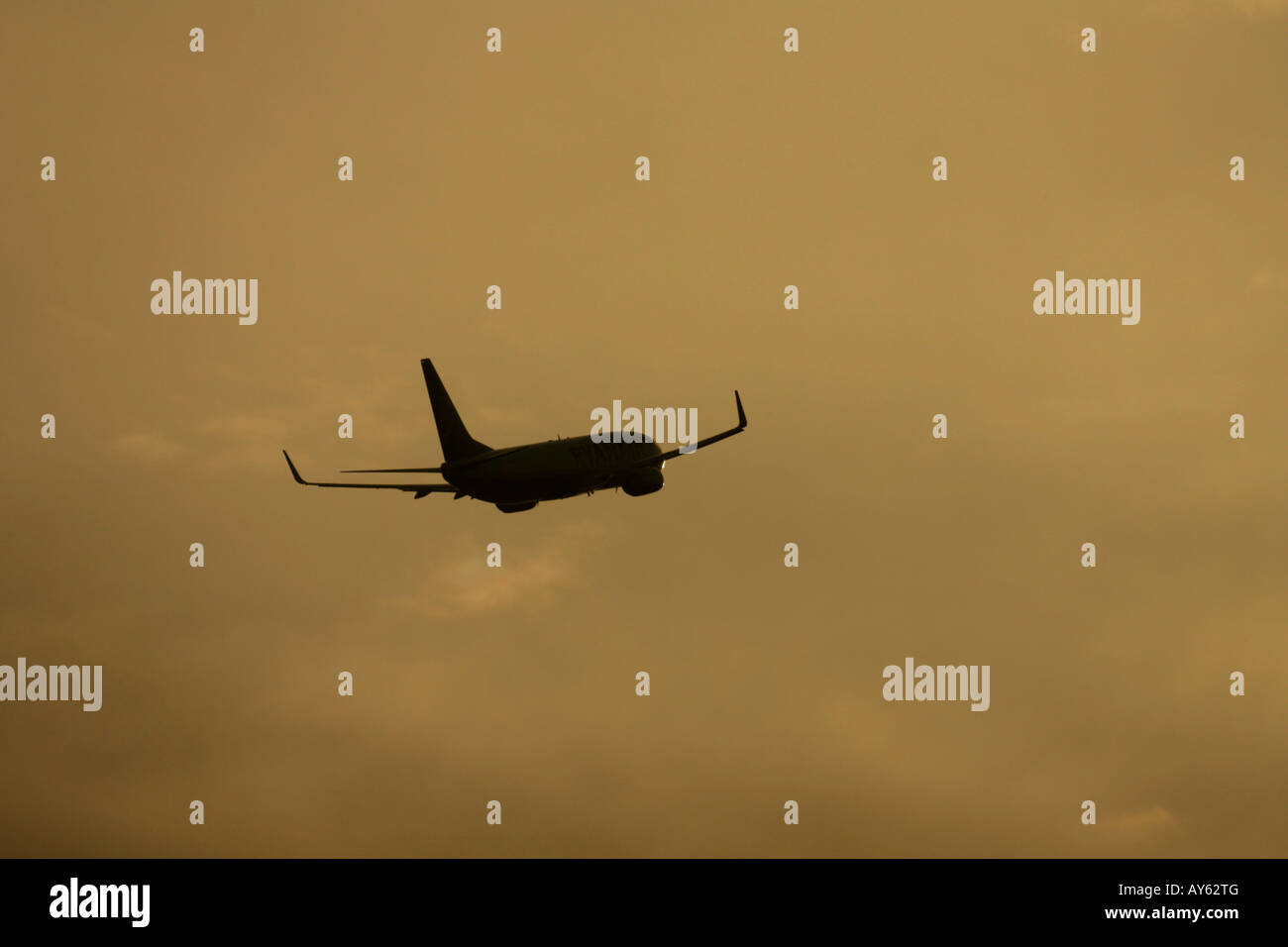 Ryanair Boeing 737 taking off from Stansted airport at sunset Stock ...