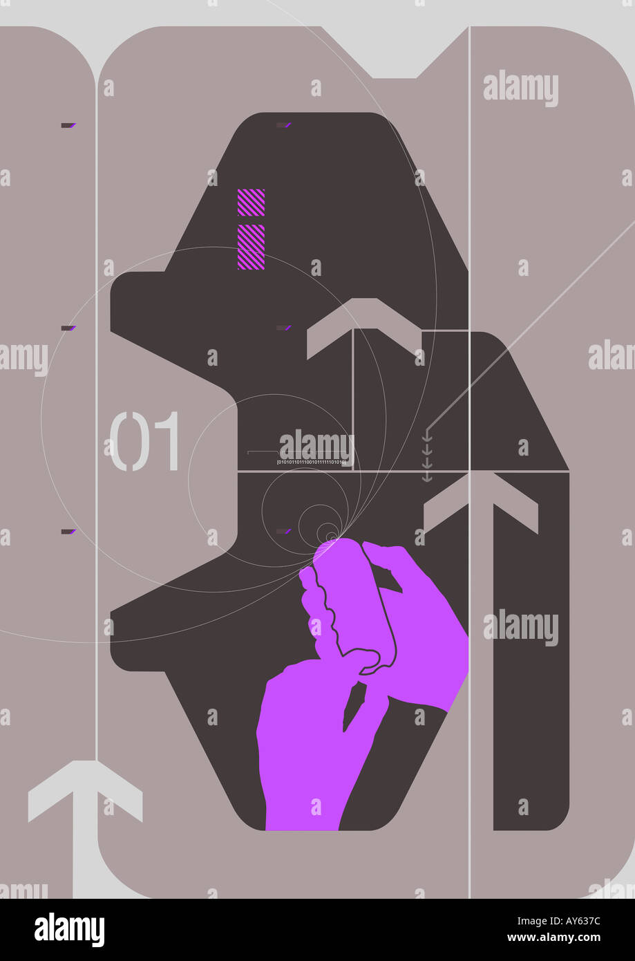 iconic hands text messaging Stock Photo - Alamy