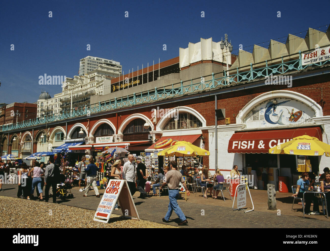 South Coast Shore Beach Arches Brighton Centre Seafront Arcade Rows of ...