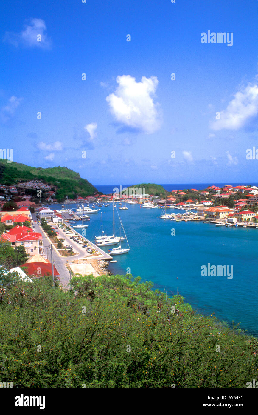 Aerial Harbor at Port Gustavia St Barths Stock Photo - Alamy
