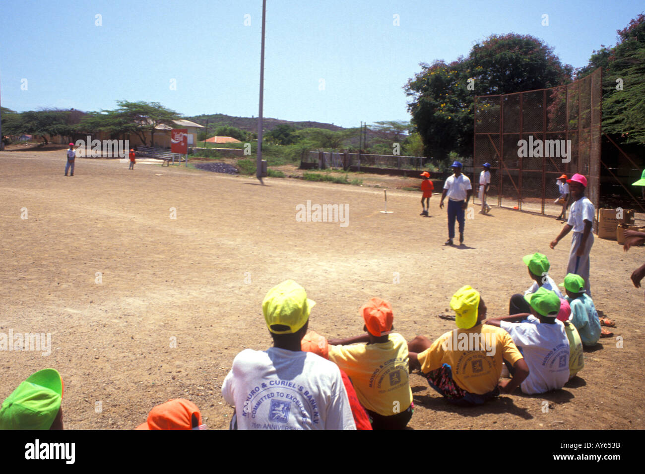 Children playing t ball in Curacao for baseball Stock Photo - Alamy