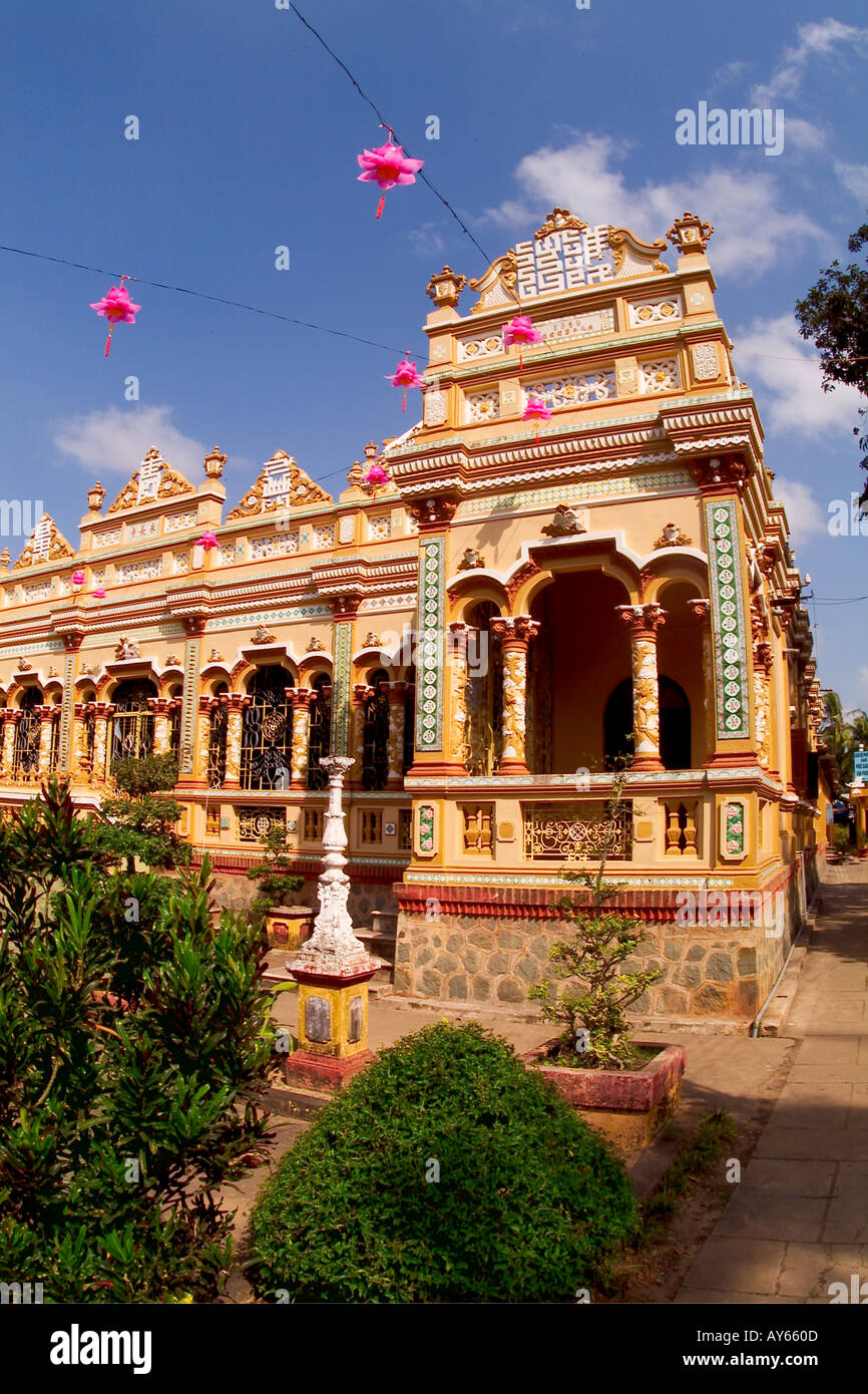 Colorful Temple Yellow Arches Vinh Trang Pagoda My Tho City Vietnam ...