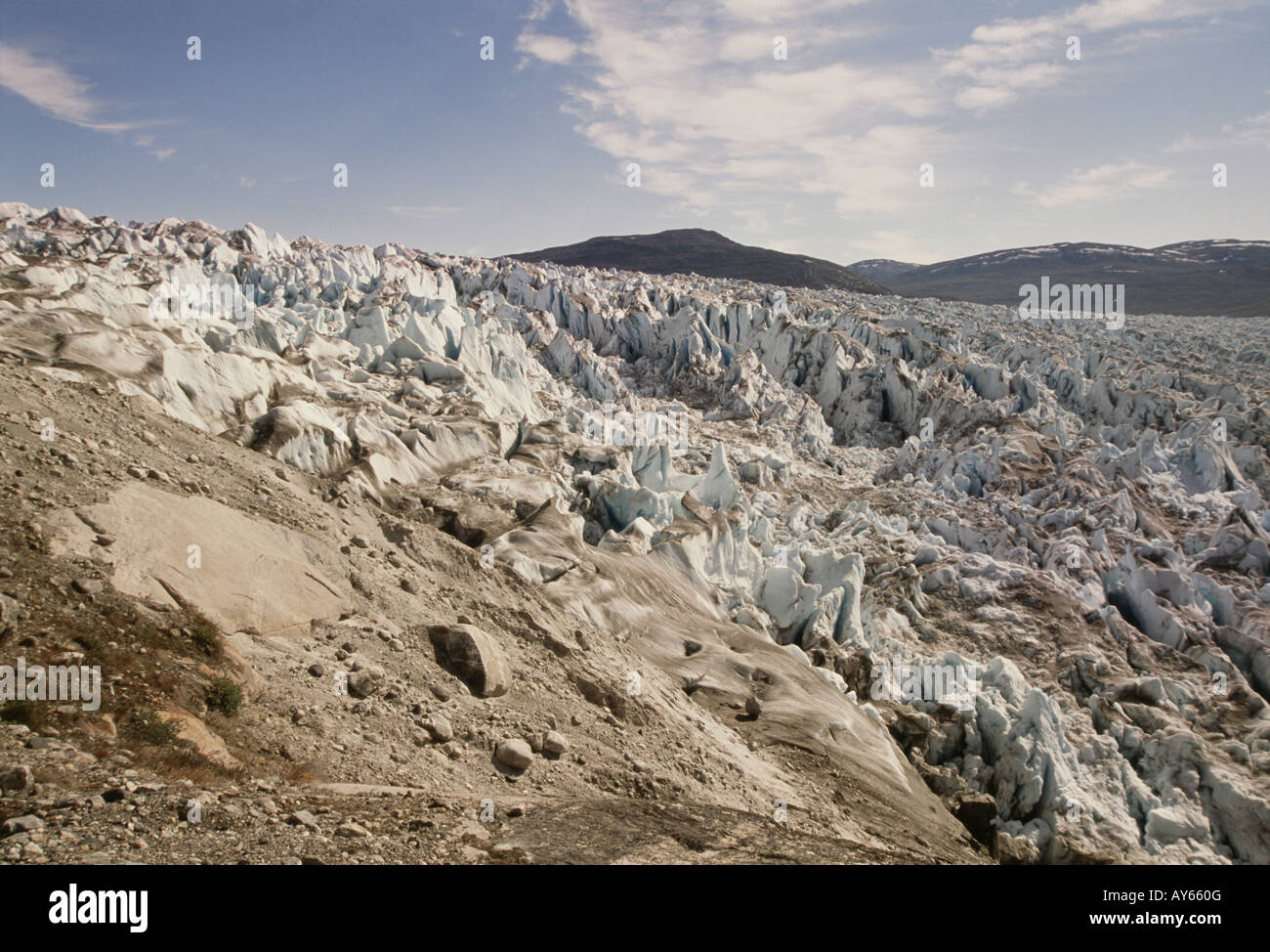 Polar Ice cap Landscape 60 miles east of Nuuk Thick pack ice Glacial ...