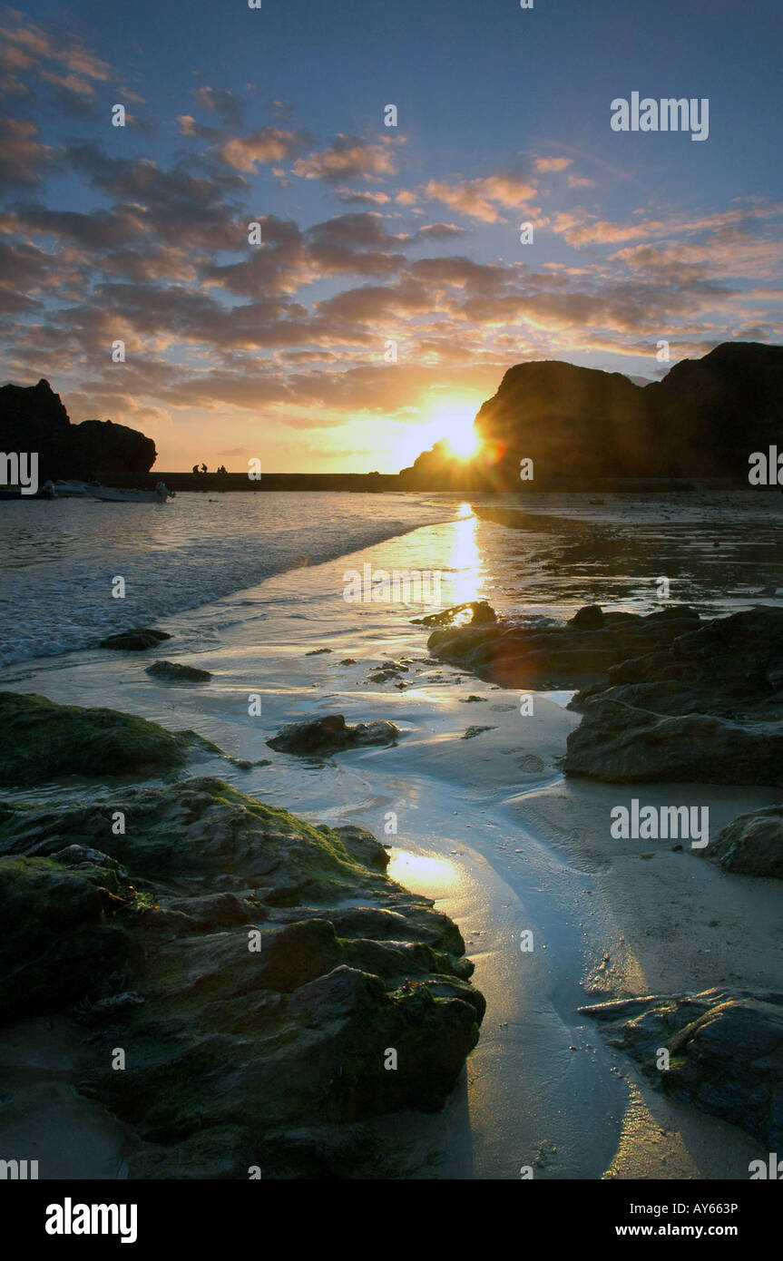 Sunset Over Sands, Hope Cove Stock Photo - Alamy