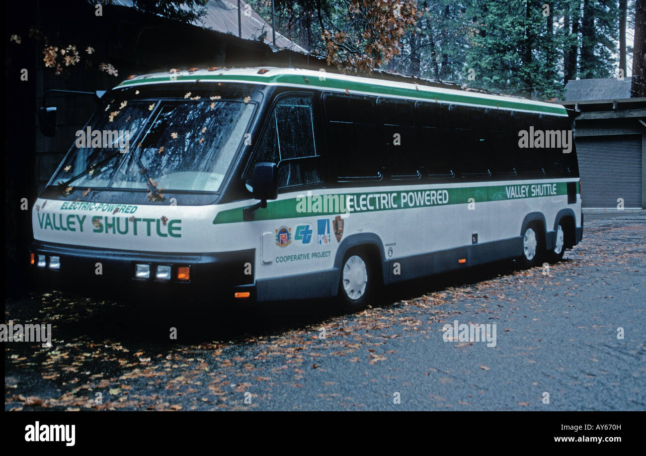 Electric powered shuttle bus Yosemite National Park USA Stock Photo - Alamy