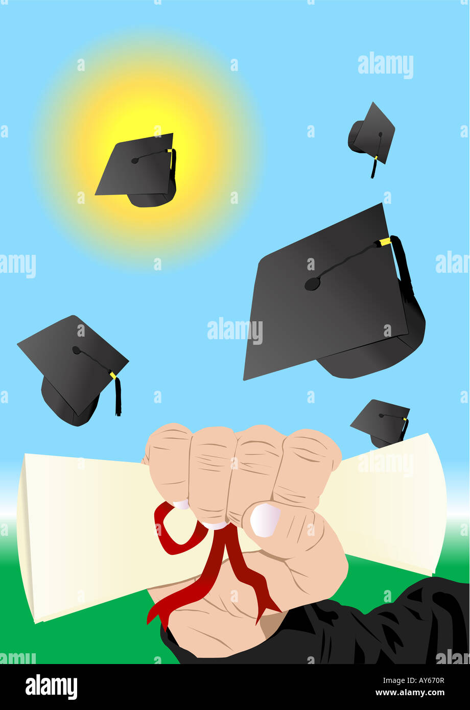 Graduation day illustration Stock Photo - Alamy