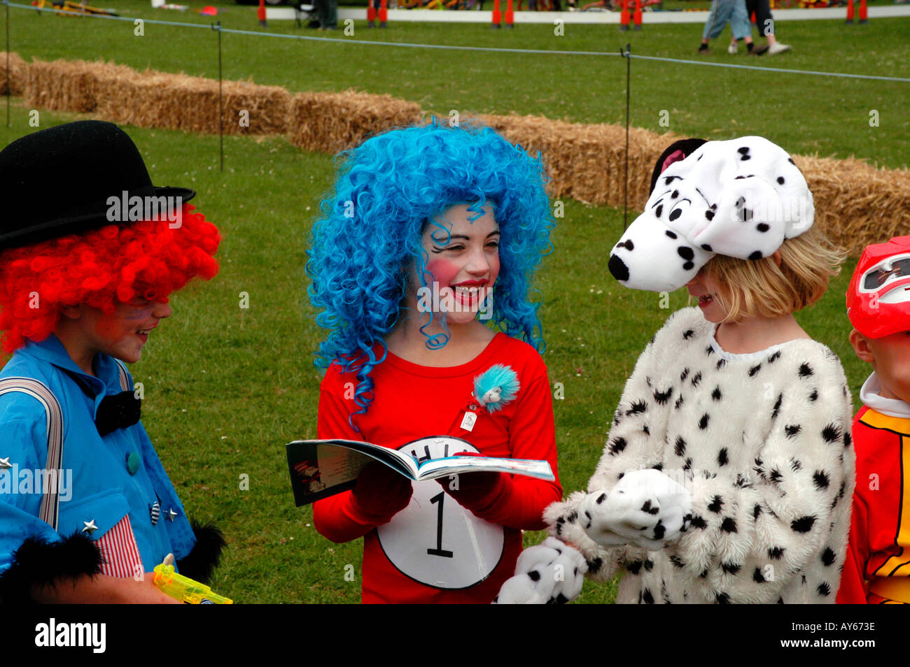SCHOOL FETE FANCY DRESS FUN ENJOY BLUE ENGLAND COMPETE Stock Photo - Alamy