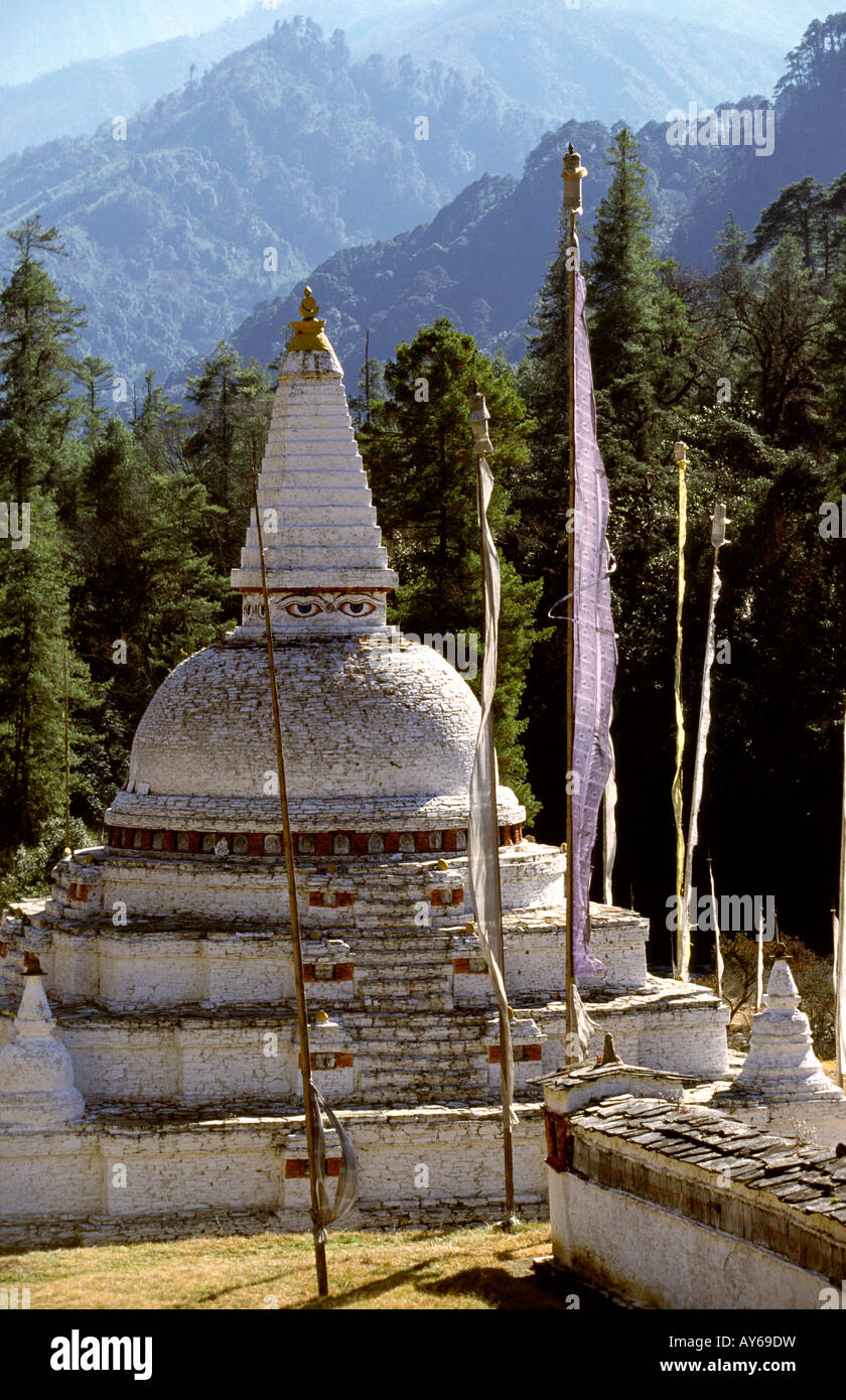Bhutan Chendebji Chorten and Black Mountains Stock Photo - Alamy