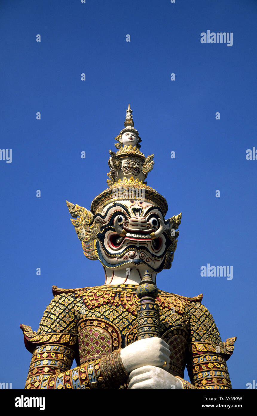 Demon Yaksha statue guarding Wat Pra Keo on grounds of the Grand Palace ...