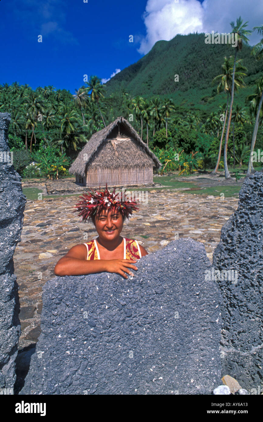 Traditional Native Dress at Ahu Marae Temple Bora Bora Tahiti French ...