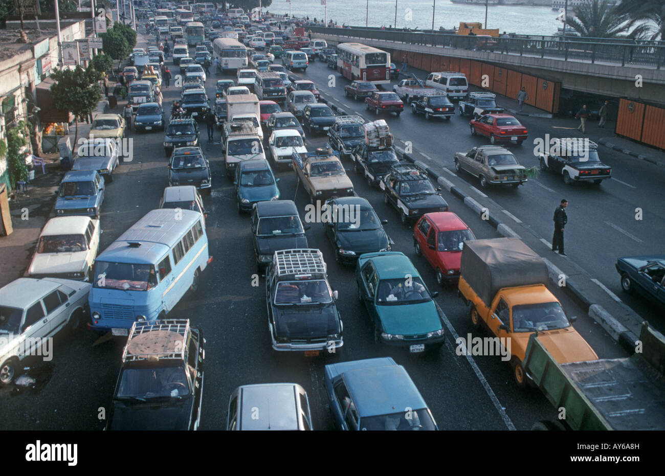 Traffic jams in busy street Cairo Egypt Stock Photo - Alamy