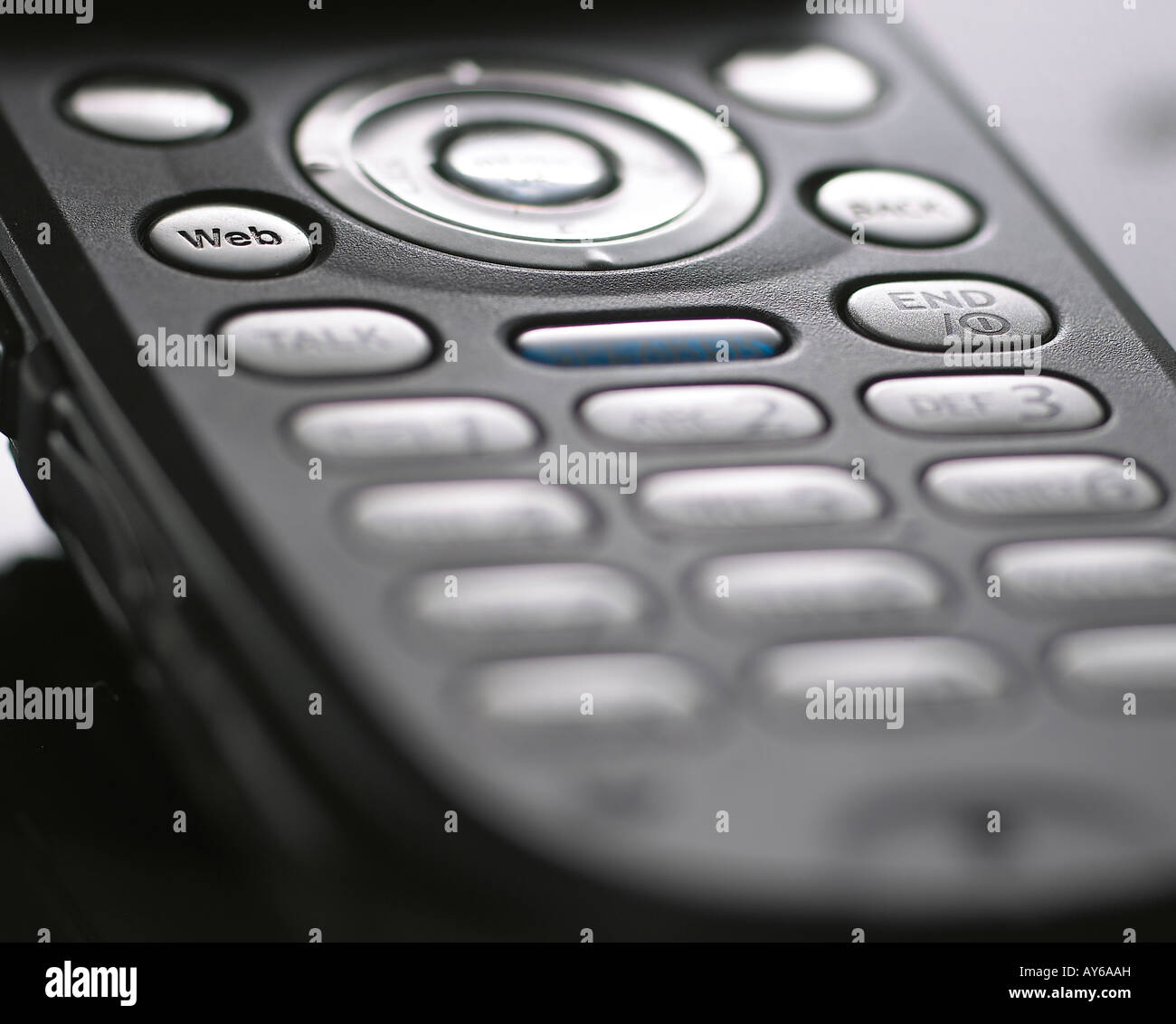 Close up studio shot of cell phone with web button in focus Stock Photo ...