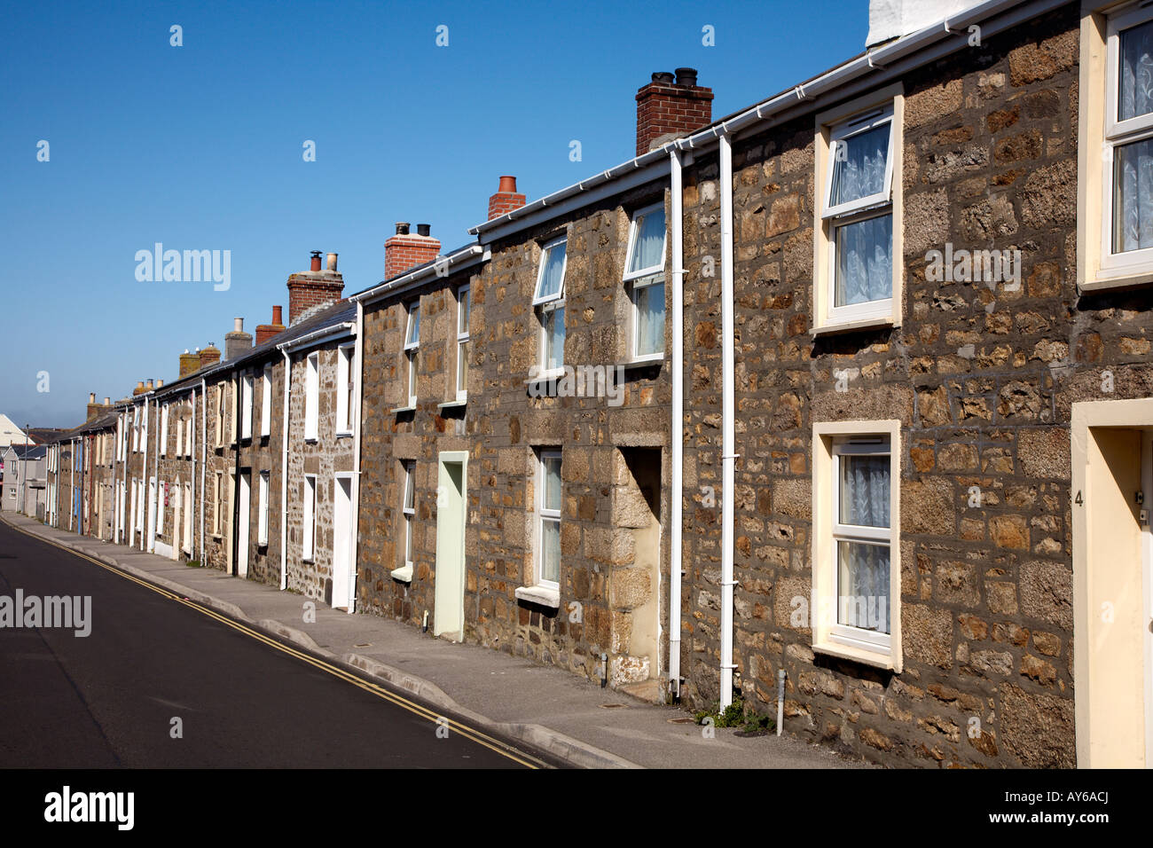 A row of old terraced cottages in Camborne, Cornwall UK Stock Photo - Alamy