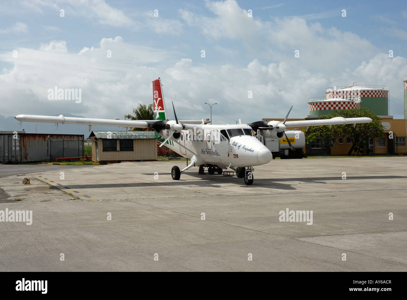 An Air Seychelles Twin Otter aircraft at Mahe Airport in The Seychelles ...