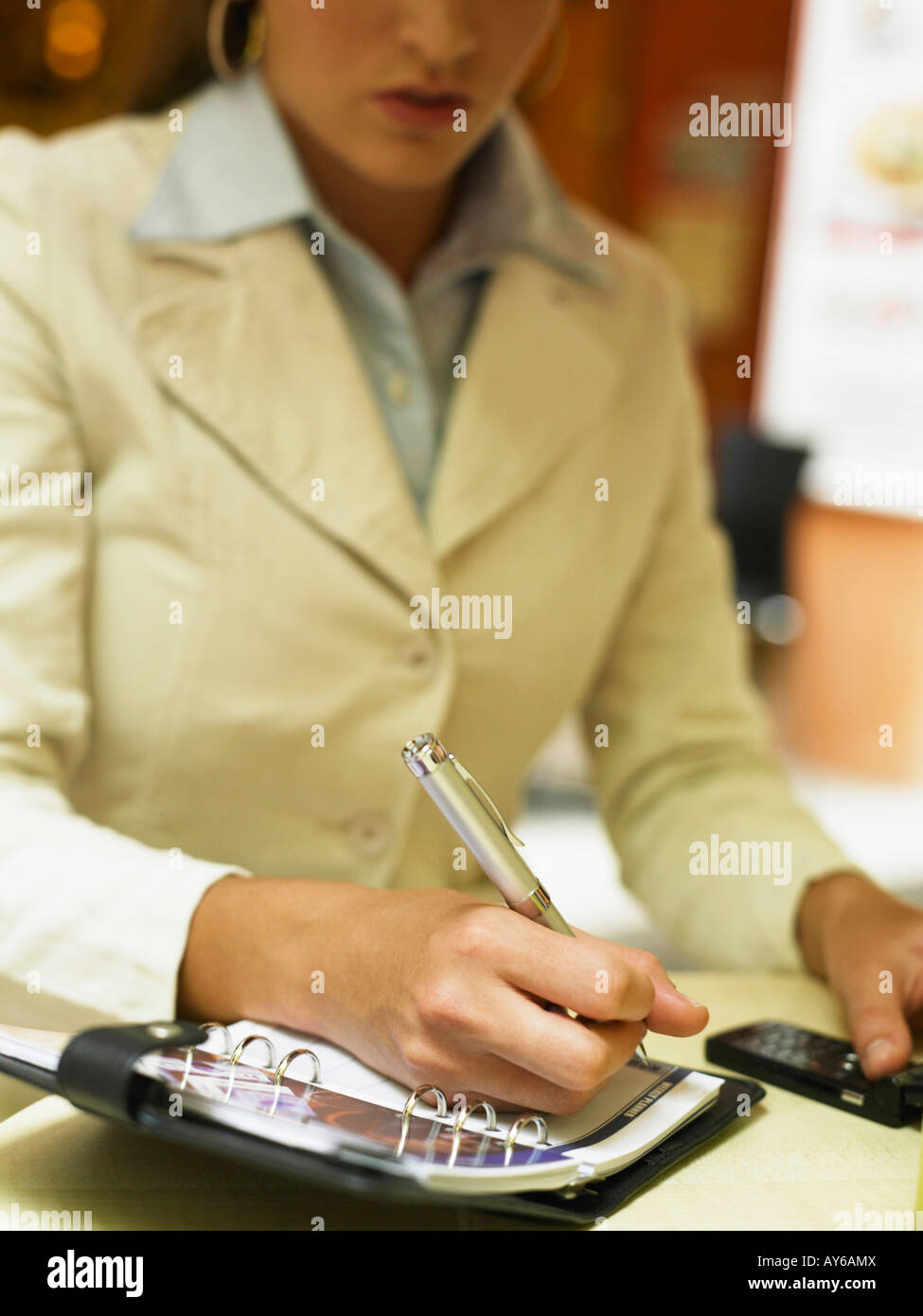 Business lady organizing and writing in her organizer Stock Photo - Alamy