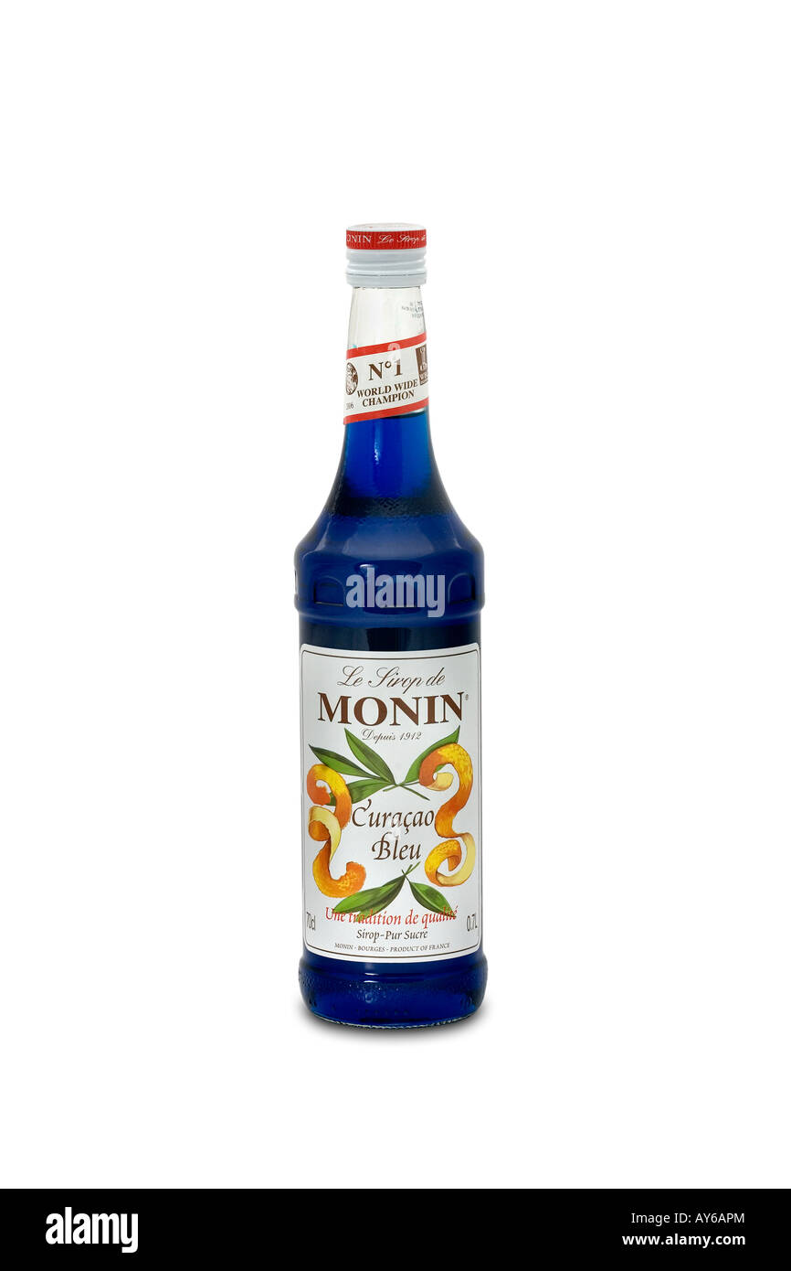 Monin syrup France Curacao Blue Stock Photo - Alamy