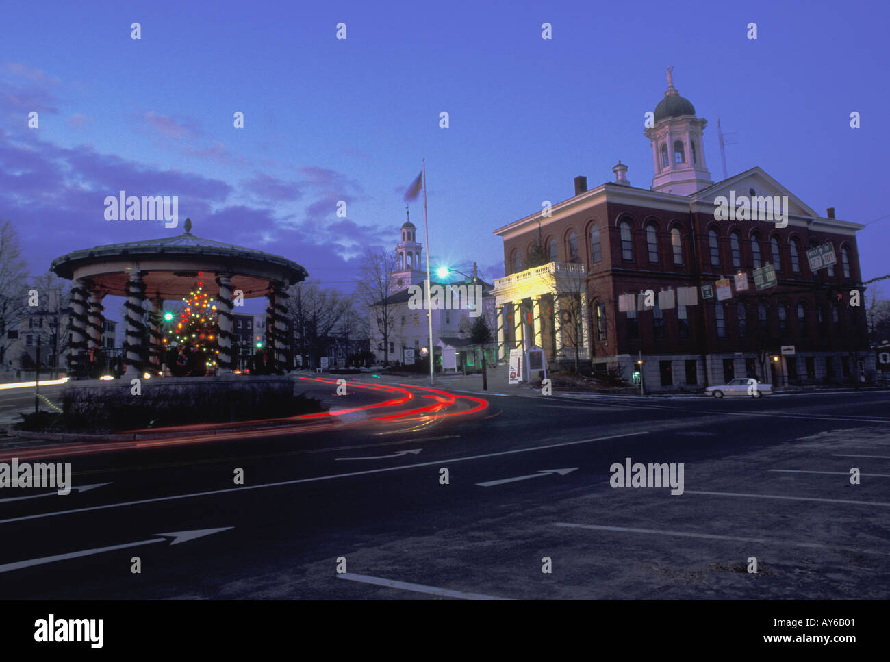 Town hall and bandstand Exeter New Hampshire USA Stock Photo - Alamy