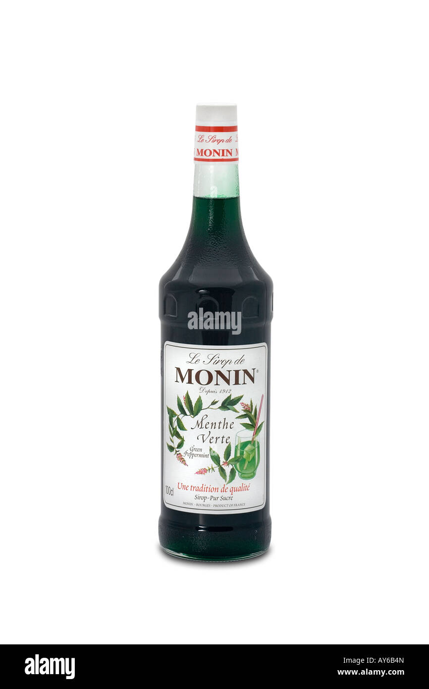 monin liqueur syrup menthe verte green peppermint France Stock Photo ...