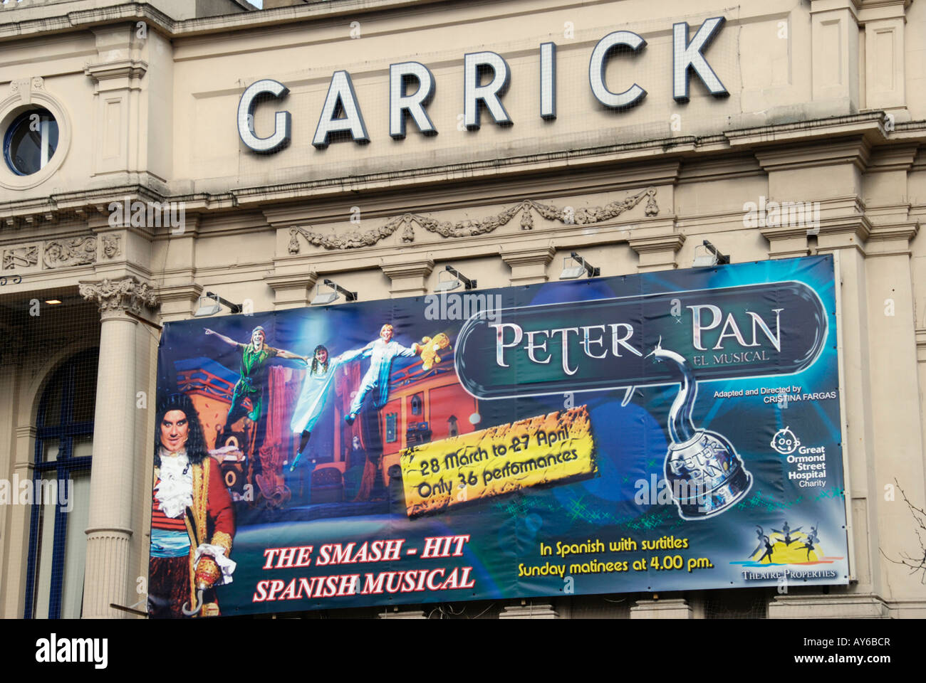 Peter Pan poster outside the Garrick Theatre in Charing Cross Road ...