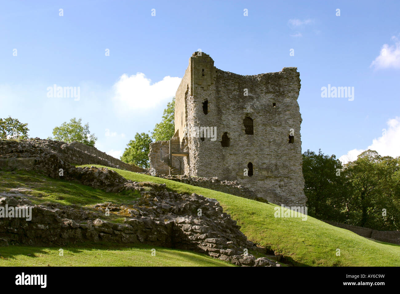 Derbyshire Castleton Peveril Castle Norman keep Stock Photo - Alamy