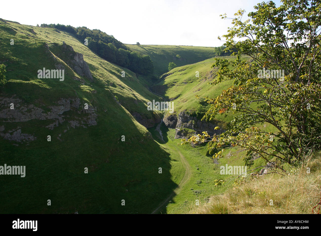 Derbyshire Castleton Cave Dale from Peveril Castle Stock Photo - Alamy