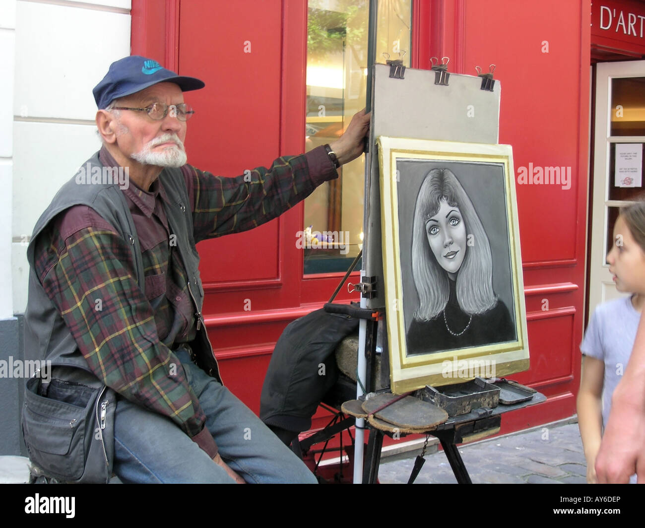 Painter at work in Place du Tertre Montmartre Paris France Stock Photo ...