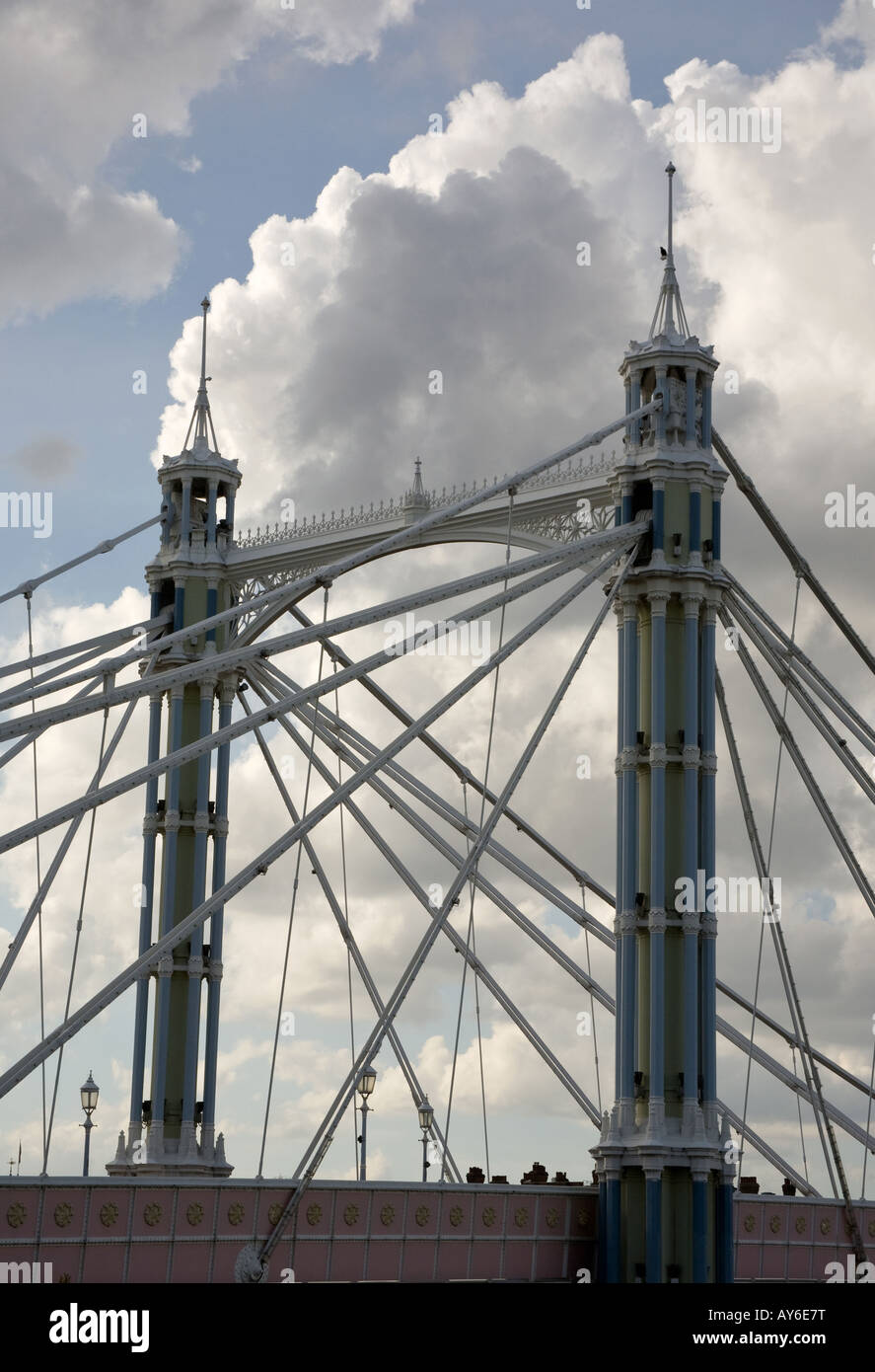 Albert Bridge River Thames Wandsworth London England March 2008 Stock ...