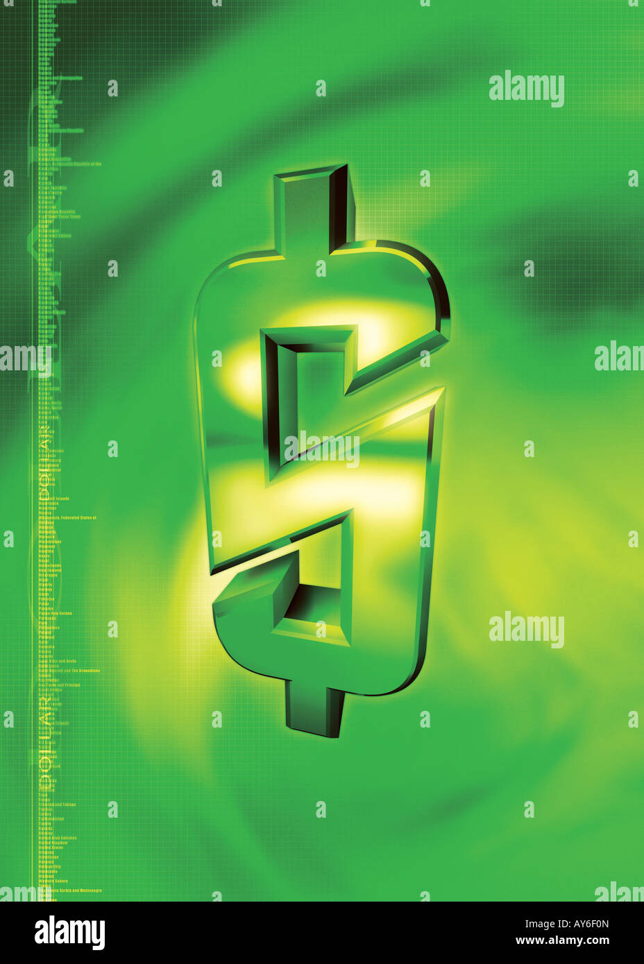 Digital composition of dollar symbol on a green background Stock Photo ...
