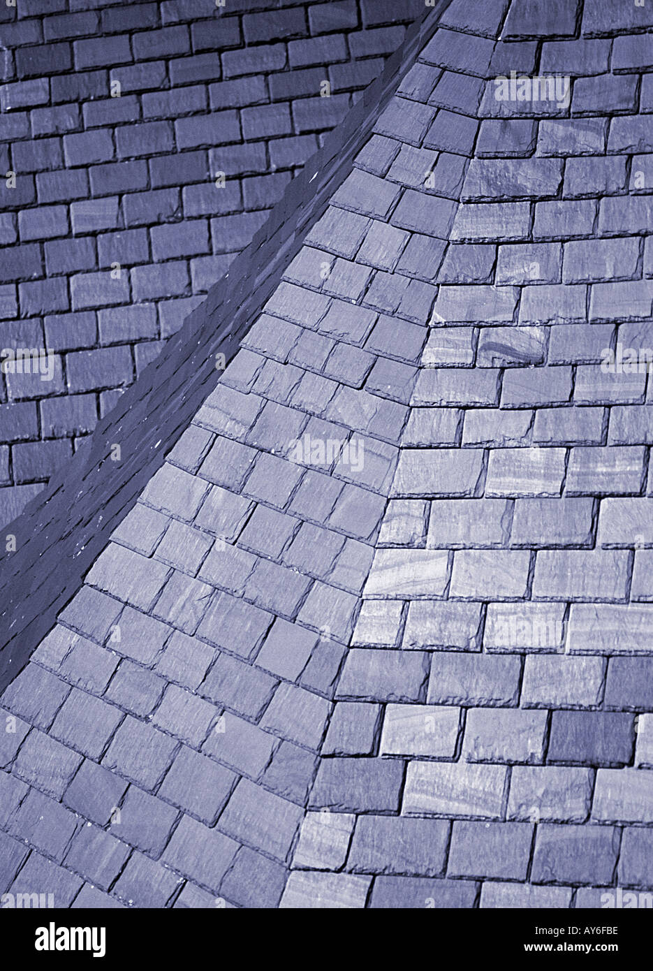 Sharp neat geometric angles and lines created by a slated roofscape ...