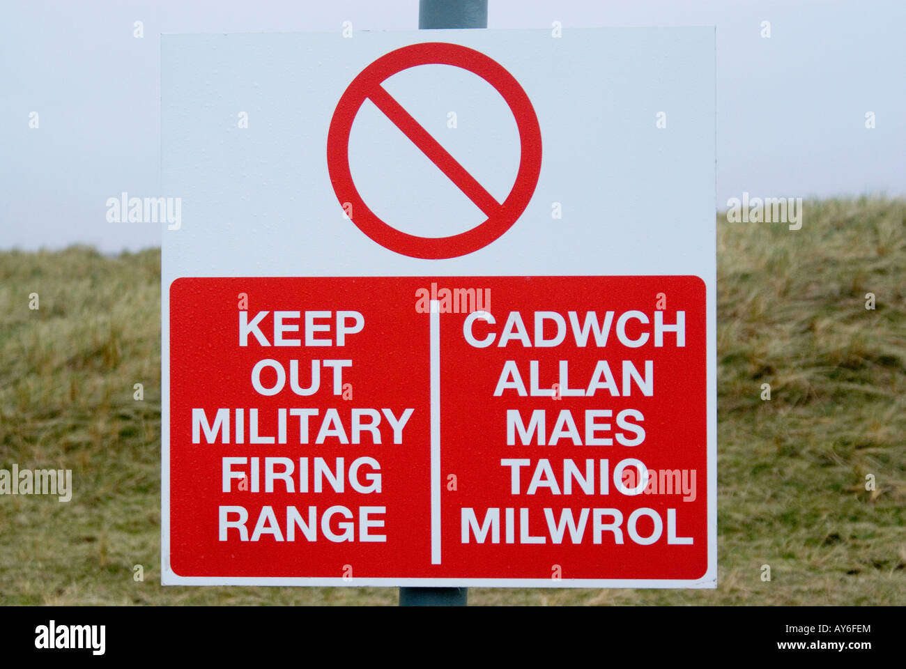 keep out military fireing range notice in english and welsh penally ...