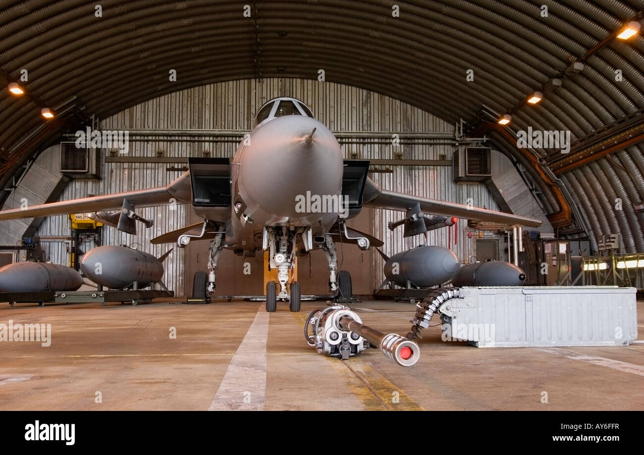 RAF Panavia Tornado F3 in Quick Reaction Alert (QRA) hanger Stock Photo ...