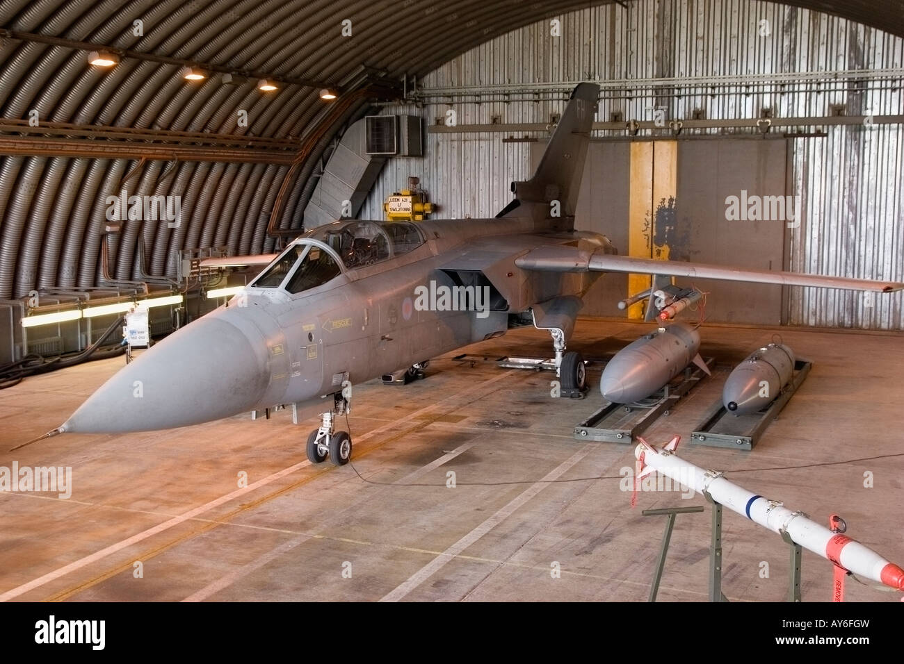 RAF Panavia Tornado F3 in Quick Reaction Alert (QRA) hanger Stock Photo ...