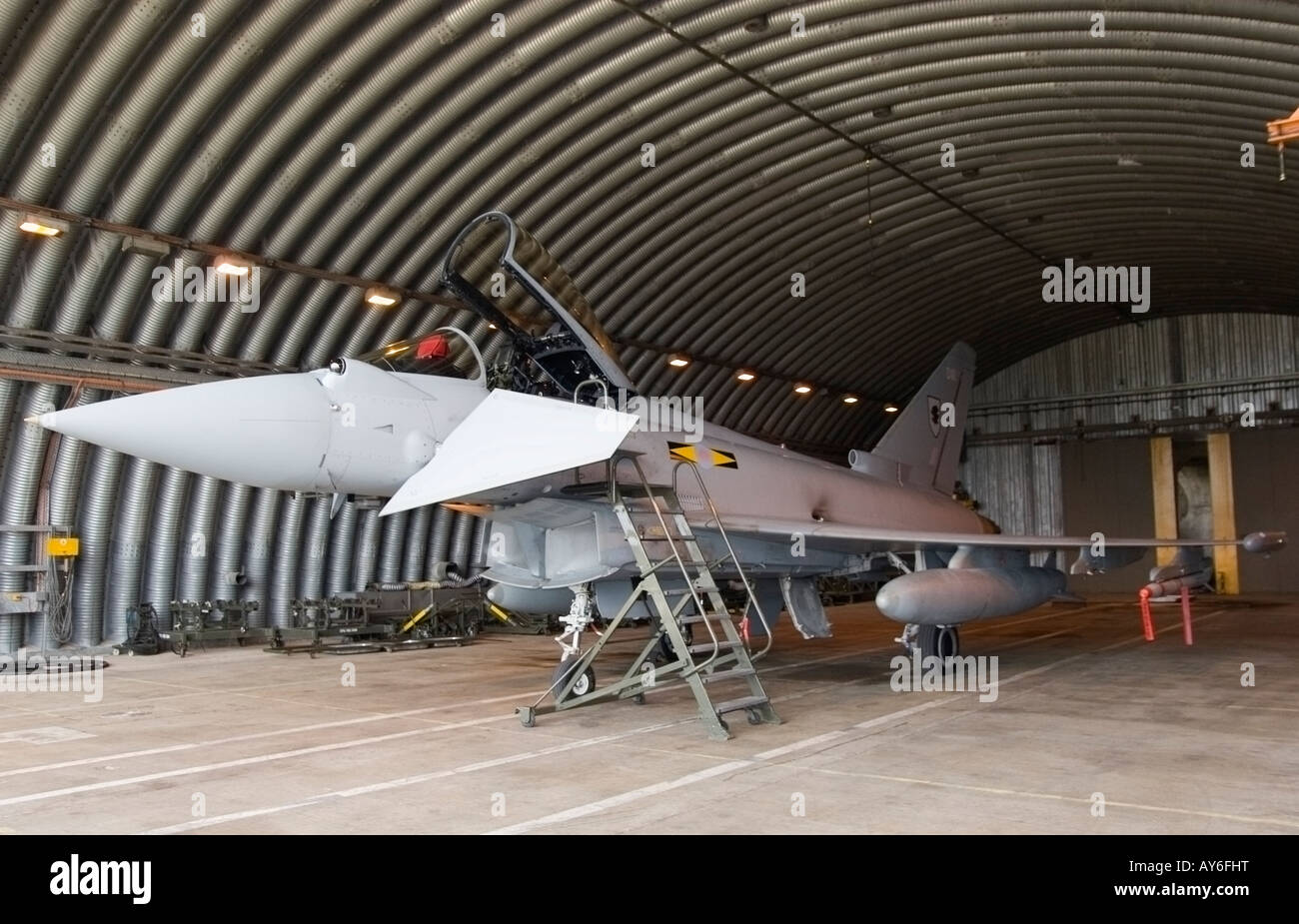 RAF Eurofighter Typhoon in Quick Reaction Alert (QRA) hanger Stock ...