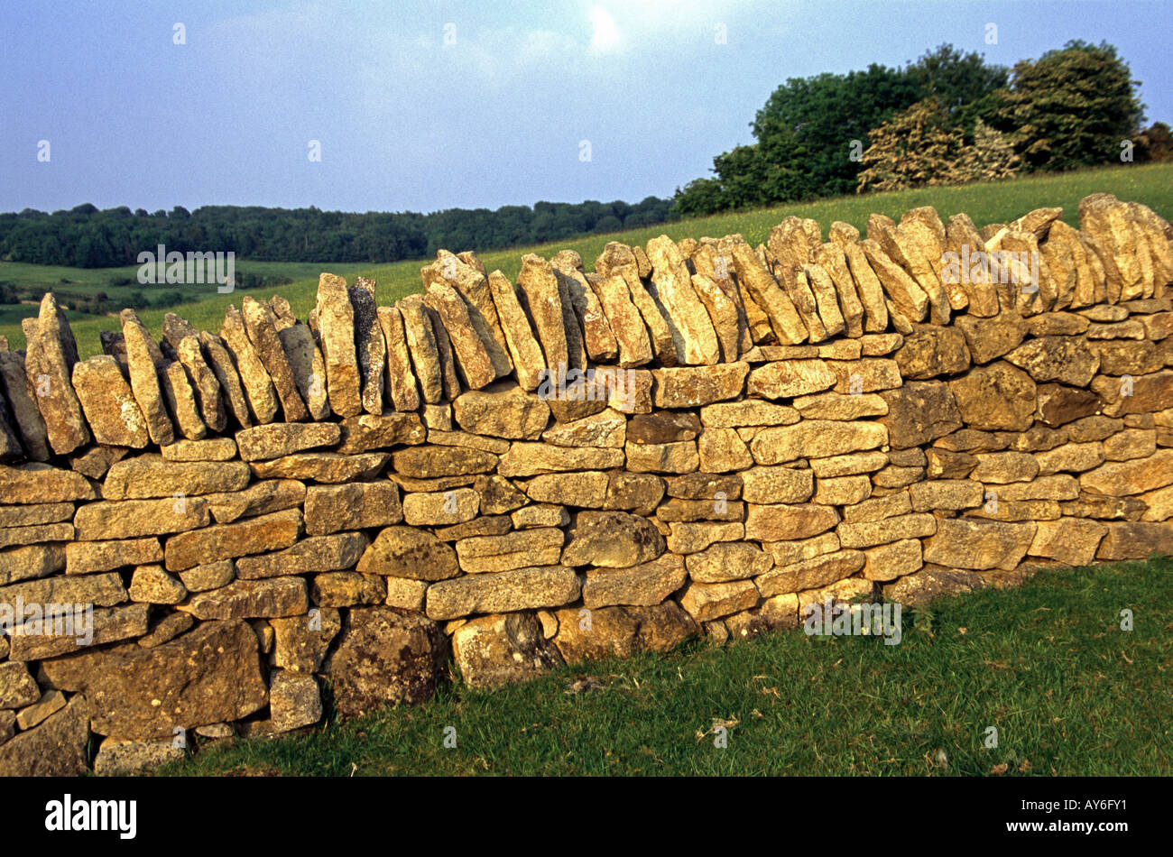 Dry stone wall in Gloucestershire The Cotswolds England Stock Photo - Alamy