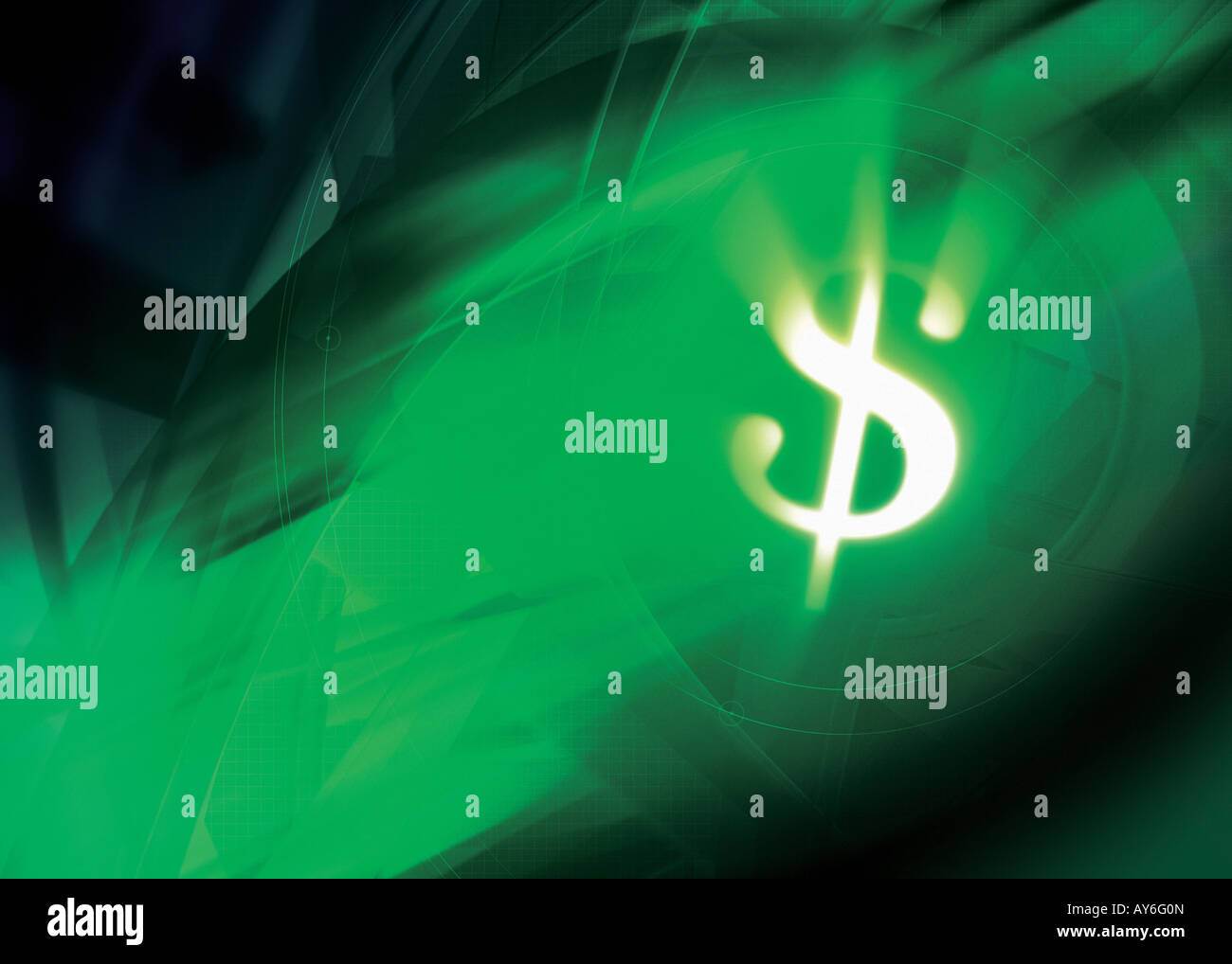 Digital composition of dollar symbol on a green background Stock Photo ...