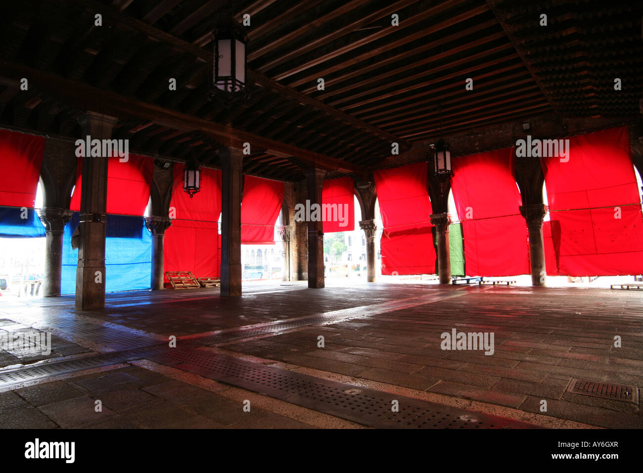 Empty Fish Market by Grand Canal Early Morning Venice Italy April 2007 ...
