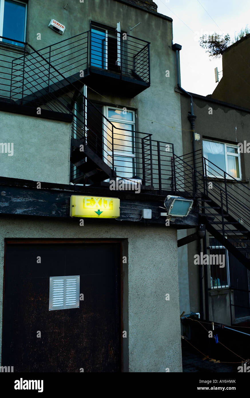 A fire escape in inner city Dublin at the back of a building on Thomas ...