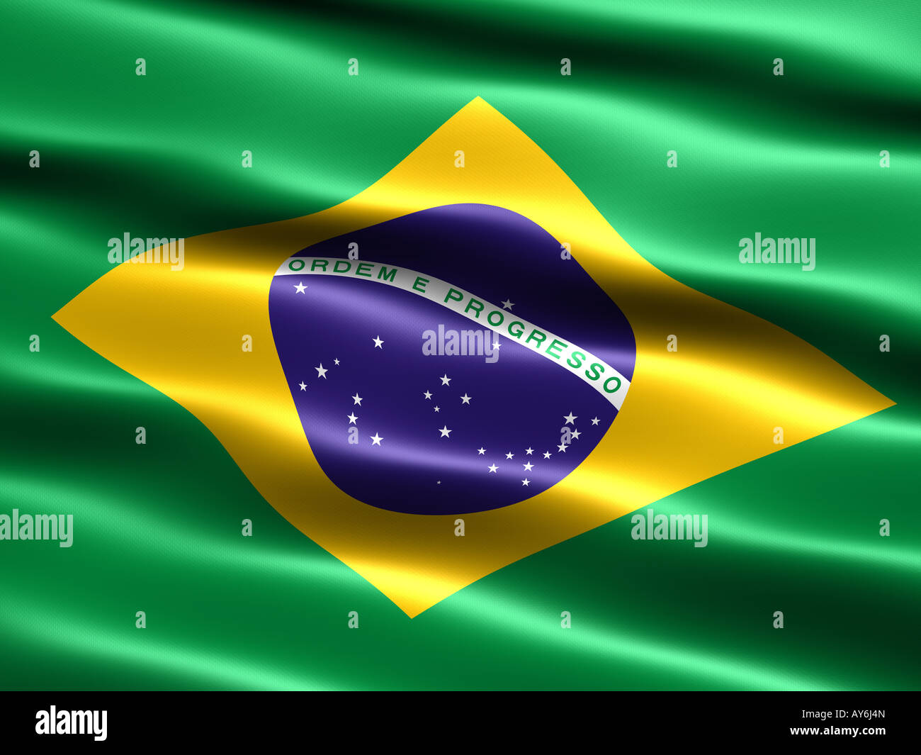 Flag of Brazil computer generated illustration with silky appearance ...