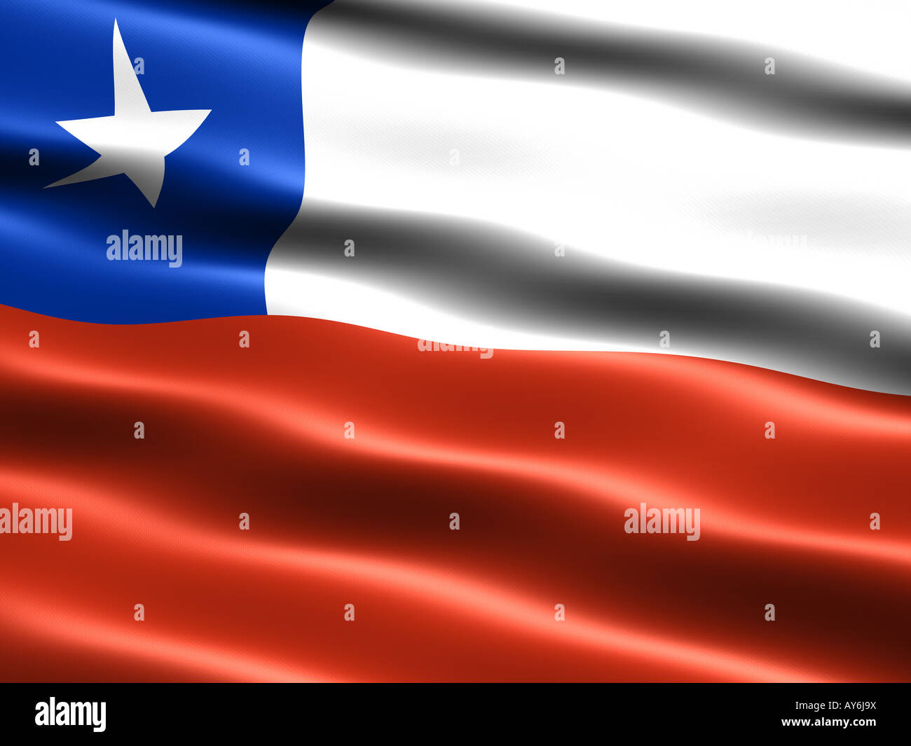 Flag of Chile computer generated illustration with silky appearance and ...