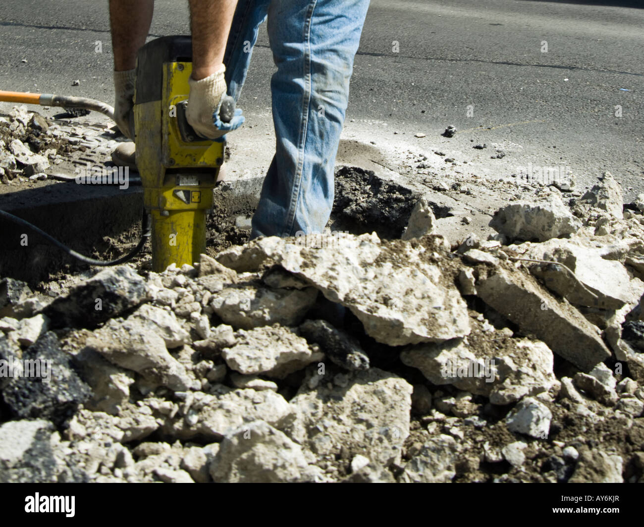 Construction worker operates power hi-res stock photography and images ...