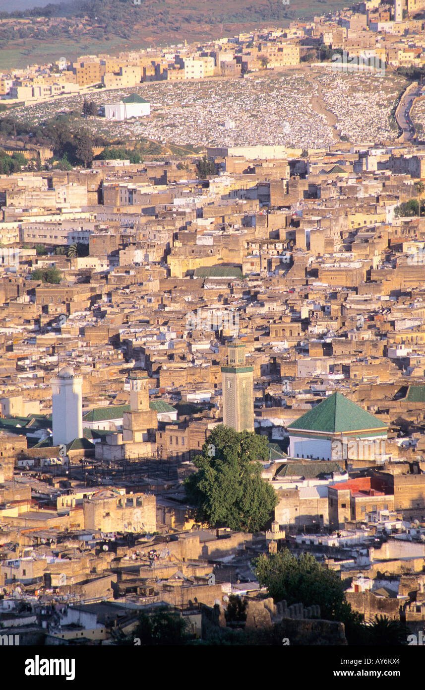 Morocco Le Moyen Atlas Fez View of the Medina Stock Photo - Alamy