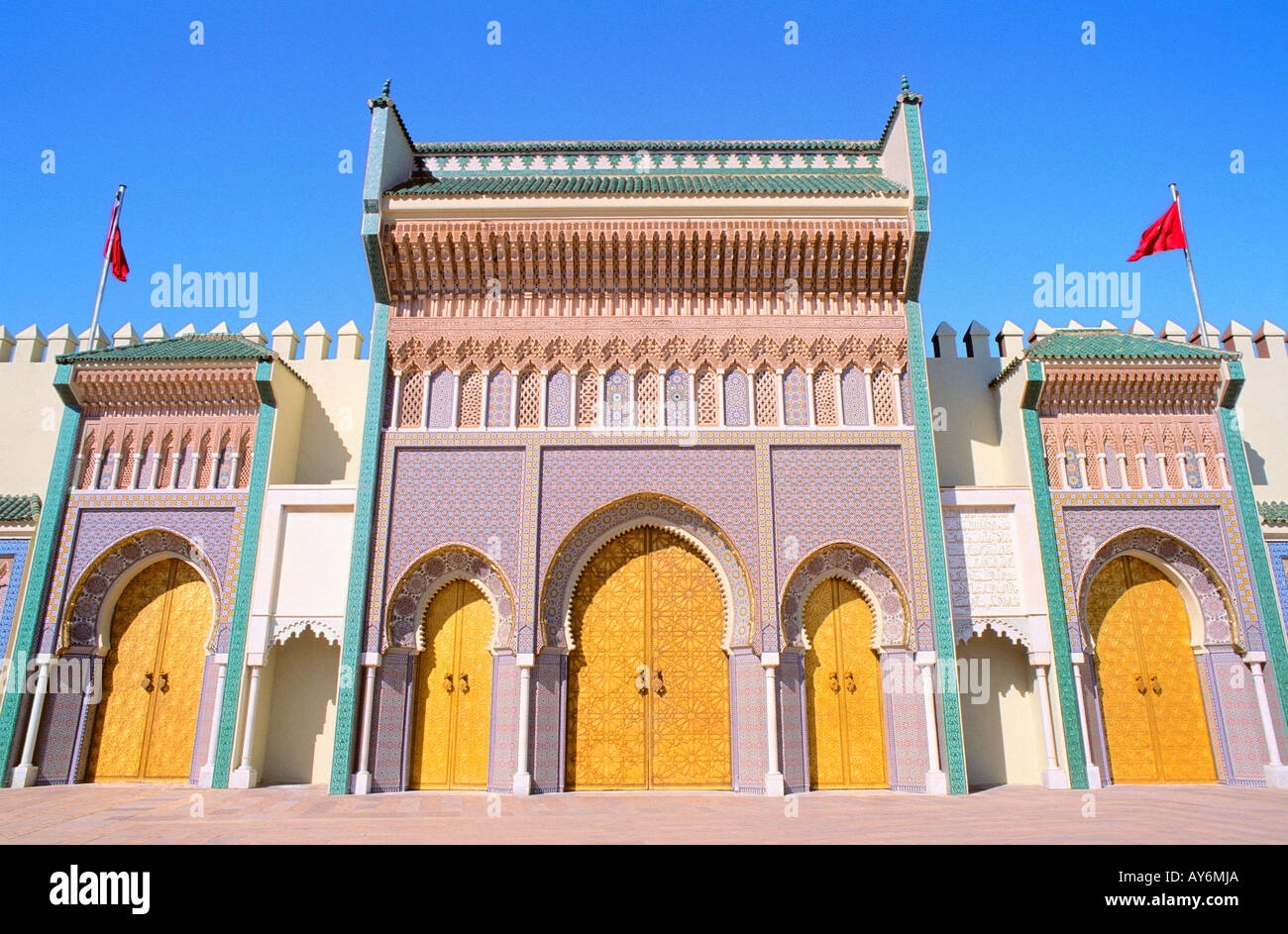 Morocco Le Moyen Atlas Fez El Jedid Royal Palace Entrance Stock Photo ...