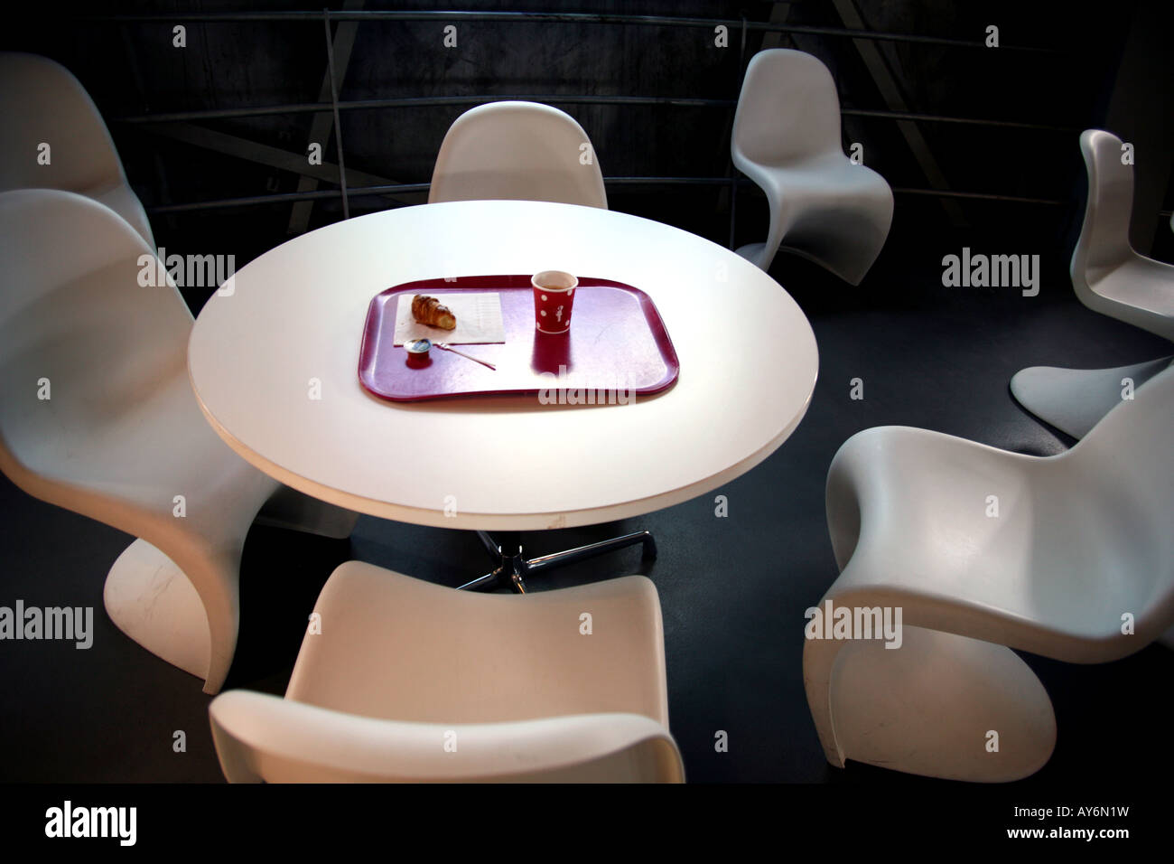 Space-age style furniture in Atomium cafeteria Stock Photo - Alamy