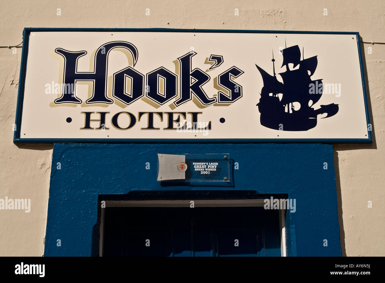 Hook`s Hotel sign above the main doorway of empty public house in ...