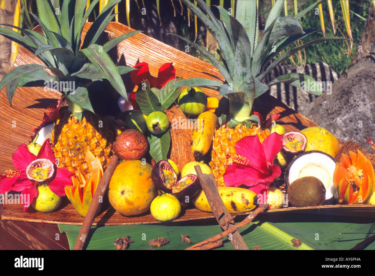 Exotic Fruits display Stock Photo - Alamy