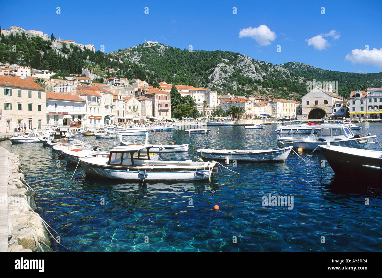 Croatia Hvar Island Harbour Stock Photo - Alamy