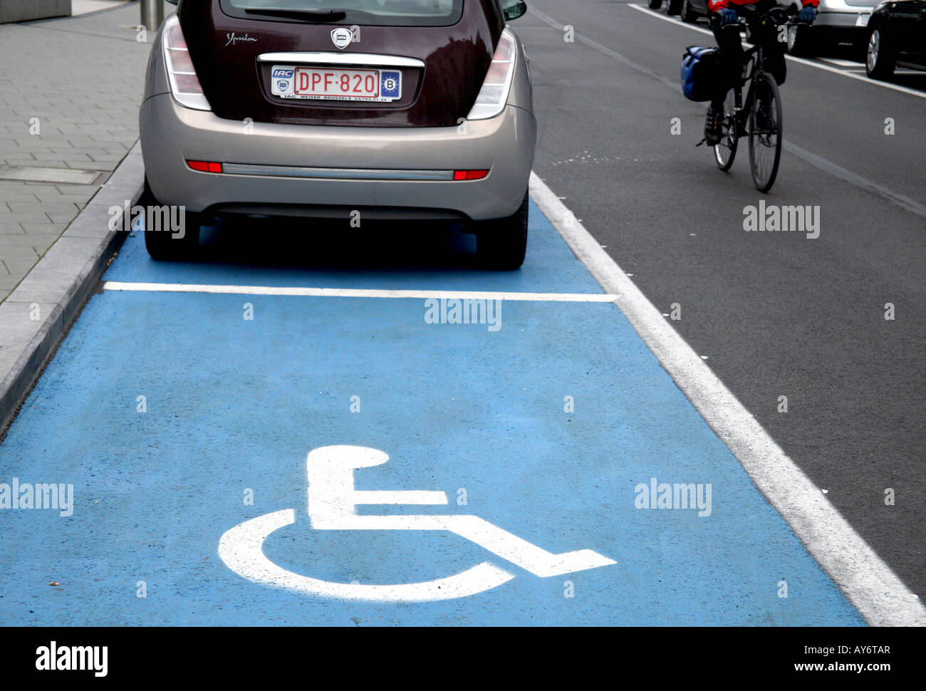 Disabled parking bays in central Brussels Stock Photo - Alamy
