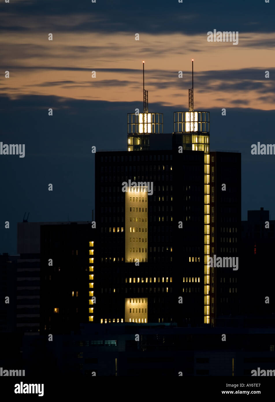 Den Haag The Hague central district Holland Netherlands Europe at night ...